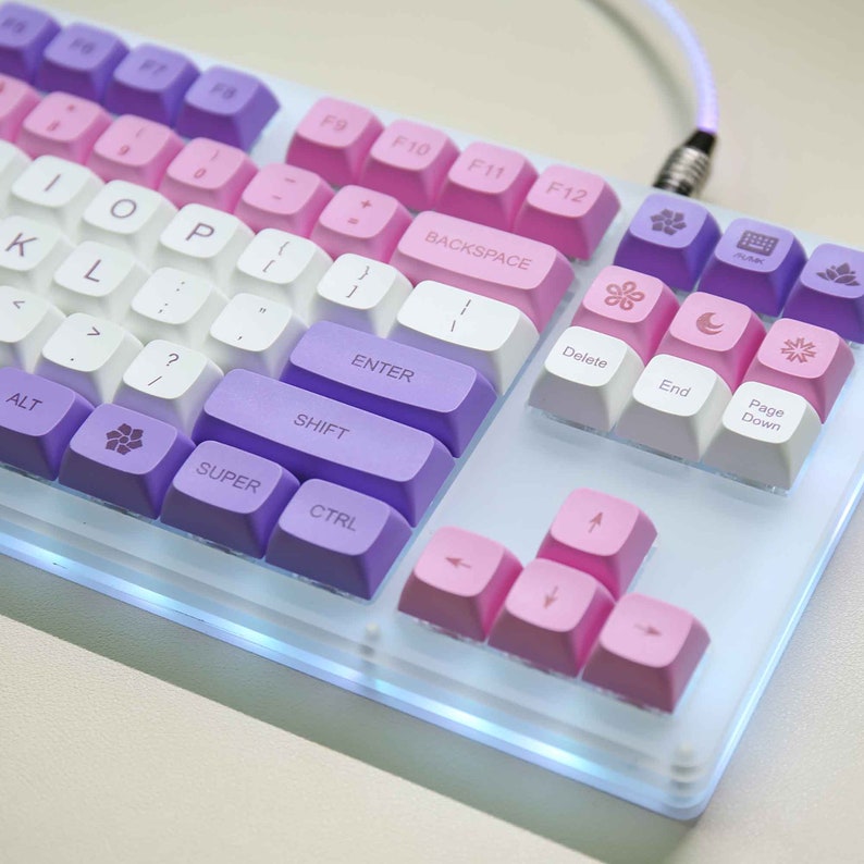 134pcs Cherry Blossom Theme Keycap Set Pink Purple Keycaps | Etsy