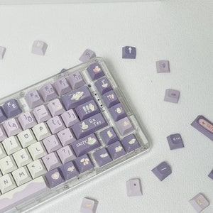 131PCS Purple Rabbit Theme Keycap Set,cute Keycap Set,pbt Keycap,xda ...