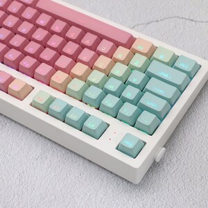 109 Pcs Rainbow Gradient Translucent Keycap Set, Top Side Print Keycap ...