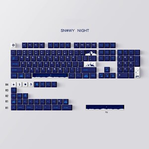 134PCS Snowy Night Theme Keycap Set,cherry Profile Keycaps,pbt Keycap ...