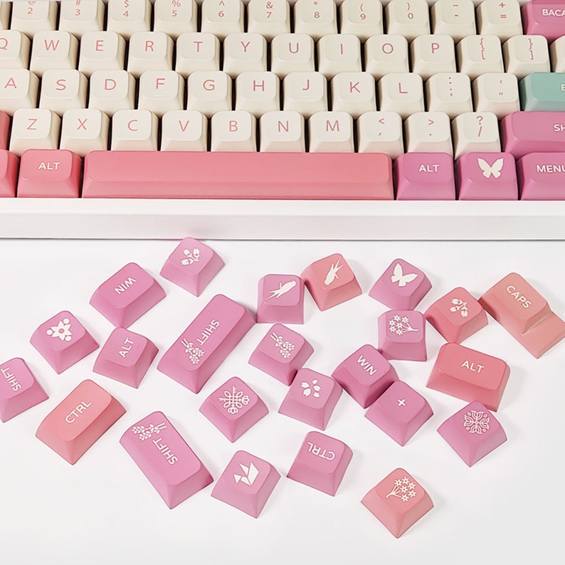 133PCS Butterfly Sunset Theme Keycap Set Pink Gradient - Etsy