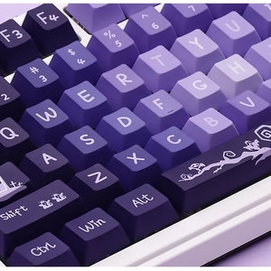 139PCS Halloween Ghost Theme Keycap Set,gothic Keycap,purple Gradient ...