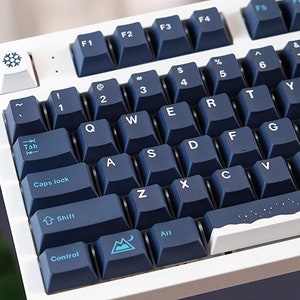 134PCS Snowy Night Theme Keycap Set,cherry Profile Keycaps,pbt Keycap ...