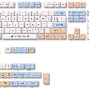136pcs Kawaii Squirrel Theme Keycap Set, Cherry Keycap, PBT Keycap ...