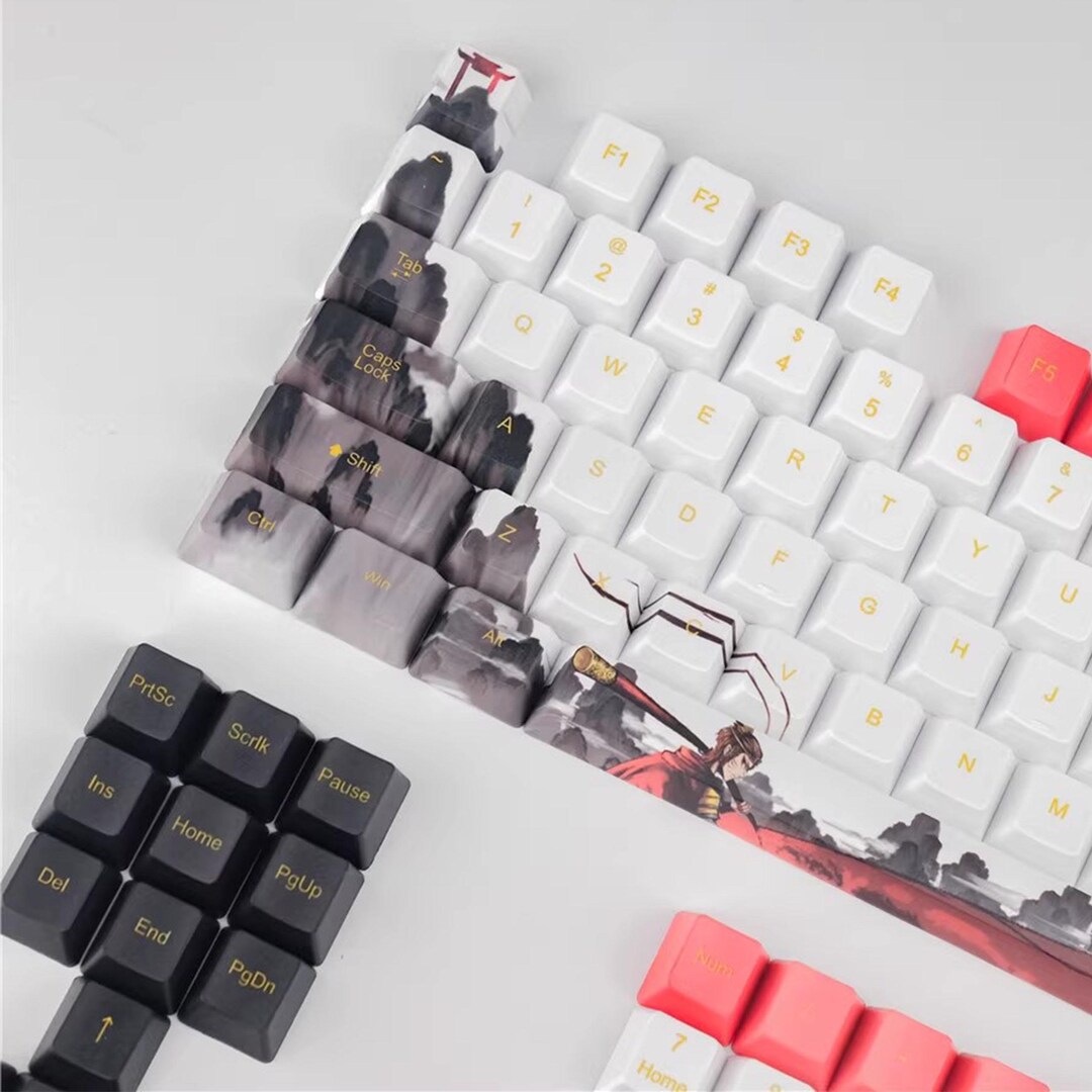 108PCS Handsome Monkey King Theme Keycap Set, Wukong Black Red White ...