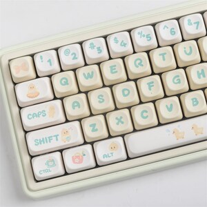 142pcs, Outing Duck Theme Keycap Set, Cute Cartoon Custard Keycap Set ...