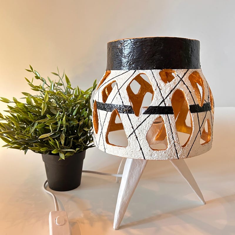 Paper Mache Lamp - Etsy