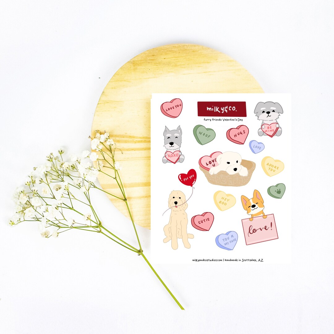 Furry Friends Valentine's Day Sticker Sheet - Etsy