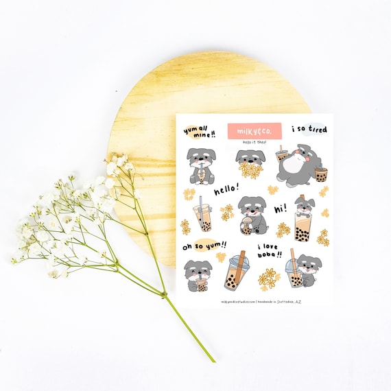 Hello It Theo Sticker Sheet Mini Schnauzer Stickers Cute - Etsy
