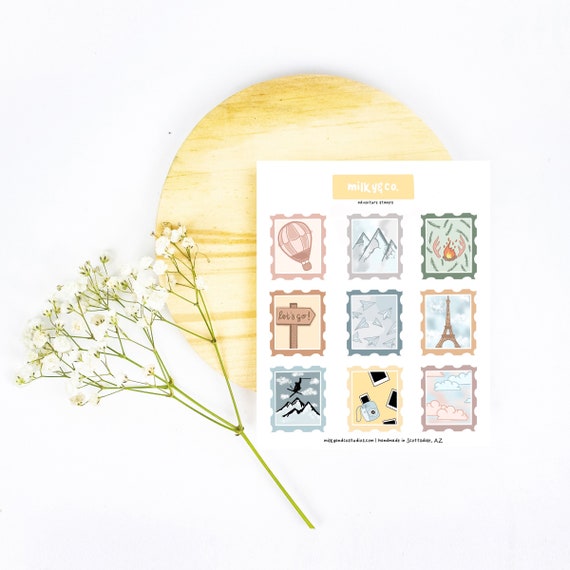 Adventure Stamps Sticker Sheet | Etsy