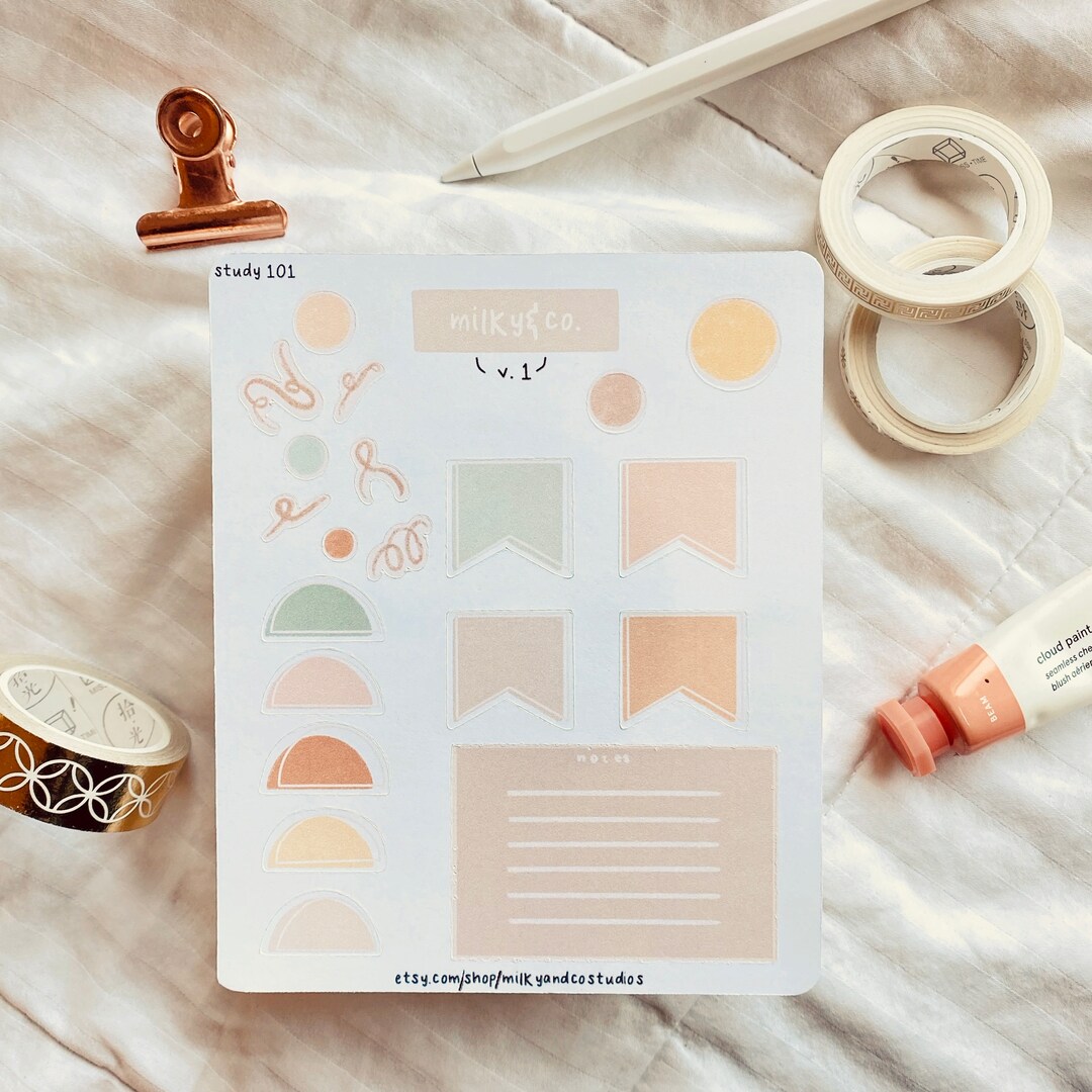 Study 101 V.1 Sticker Sheet, Page Flag Stickers, Studying Stickers ...