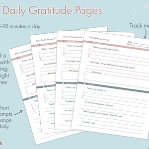 Printable Daily Gratitude Journal with Prompts PDF 5 Min | Etsy