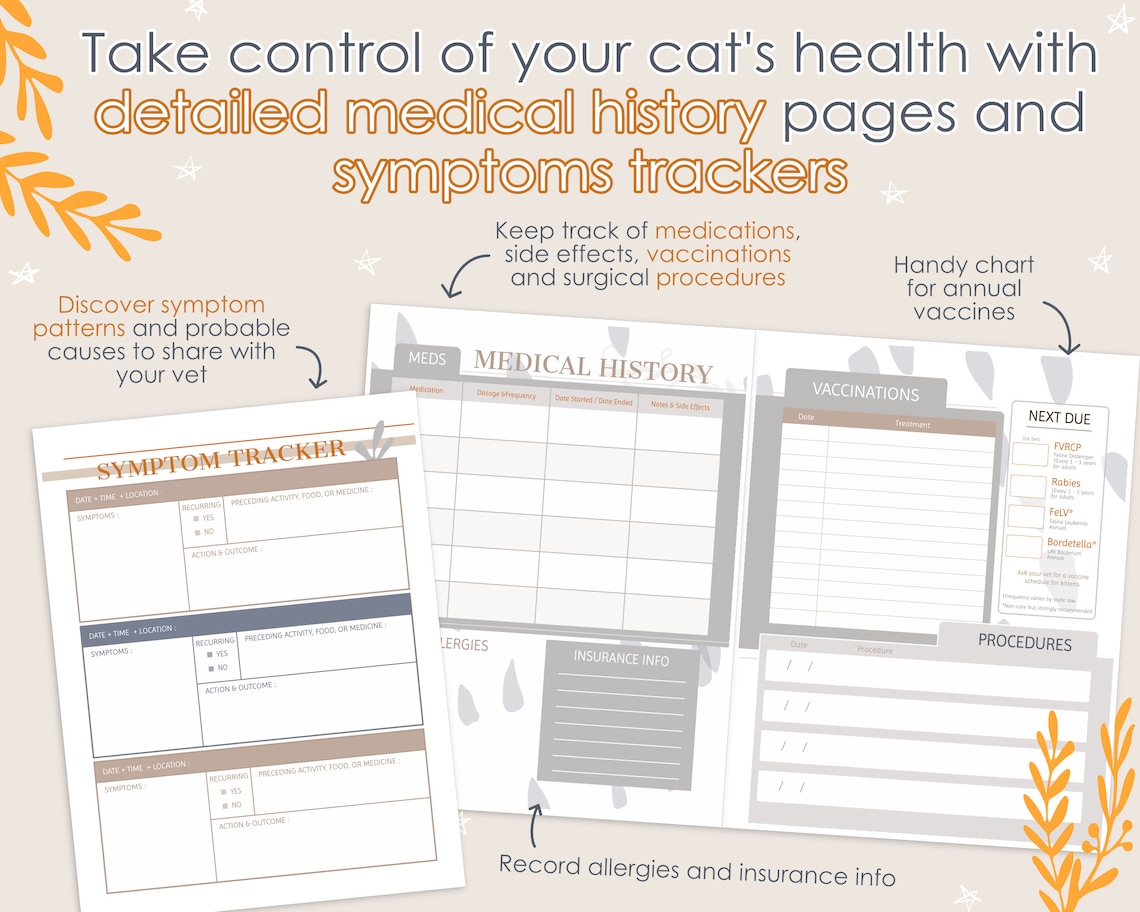 Printable Pet Cat Care Journal for Cat Lovers PDF Pet Care | Etsy