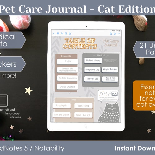 Digital Pet Health Planner Dog Cat Pet Wellness Journal - Etsy