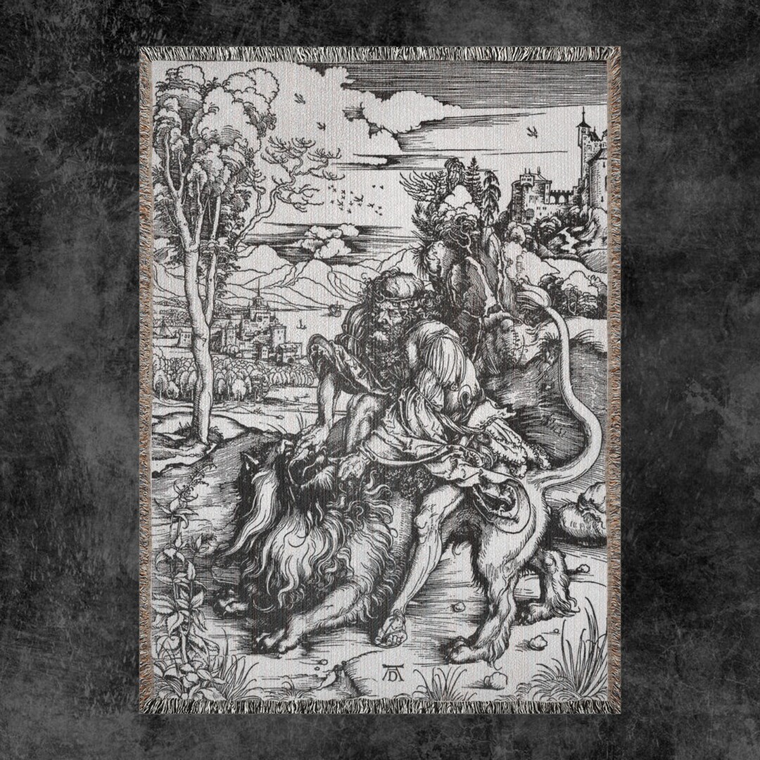 Samson Rending the Lion Albrecht Dürer Woven Blanket - Etsy