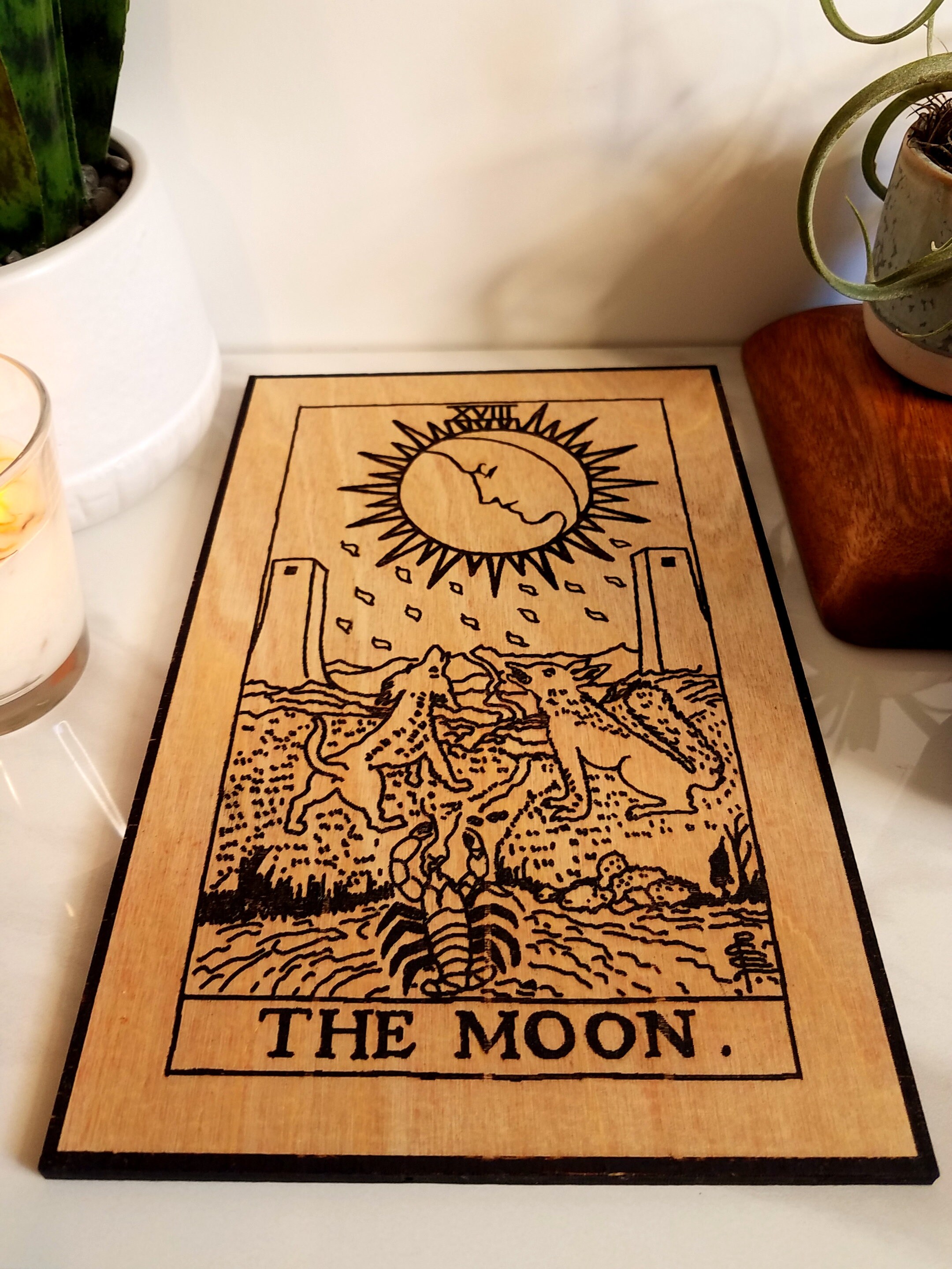 Engraved Moon Tarot Card Tarot Wall Decor Tarot Altar Decor - Etsy