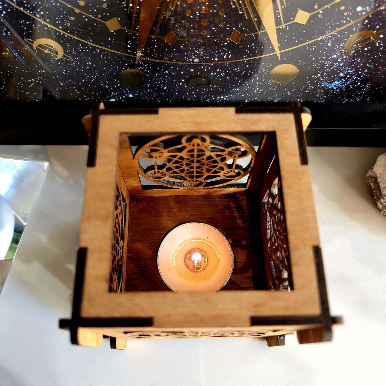 Metatron's Cube Lantern Metatron Tealight Holder Wooden - Etsy