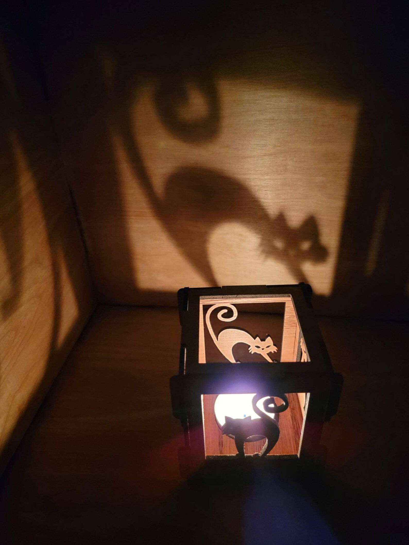 Cat Wooden Lantern Cat Shadow Box Cat Tealight Holder - Etsy