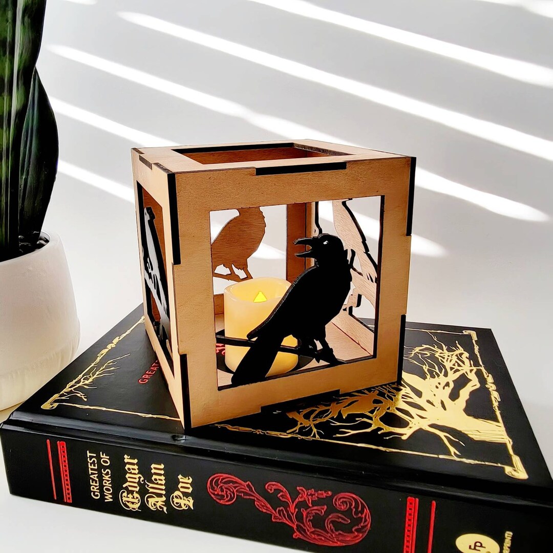 Raven Shadow Lantern, Raven Tealight Holder, Raven Night Lamp, Raven ...