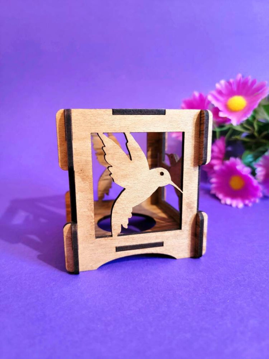 Hummingbird Wooden Lantern, Hummingbird Tealight Holder, Hummingbird ...