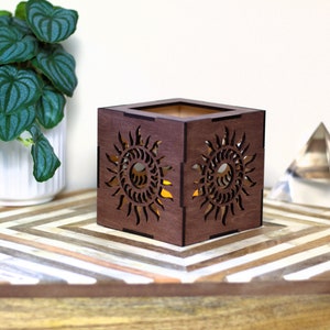 Sun Shadow Lantern, Sun Wooden Décor, Sun Tealight Holder, Sun Bedroom ...