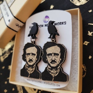 Edgar Allan Poe Earrings, Allan Poe Fan Earrings, Raven Stud Earrings ...