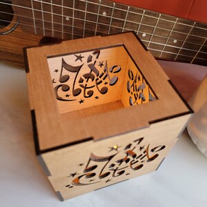 Music Notes Shadow Lantern, Wooden Tealight Holder, Music Shadow Box ...