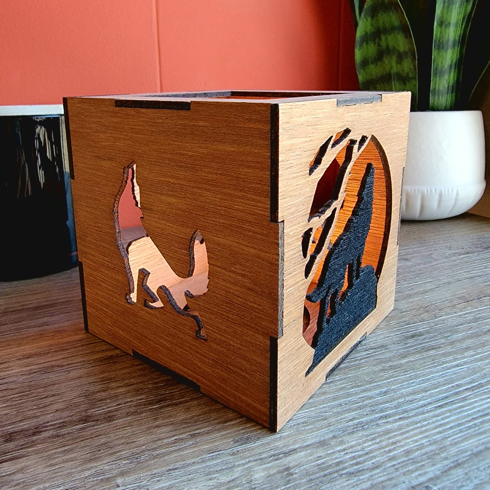 Howling Wolf Shadow Lantern Wolf Gifts Wolf Decor Wooden | Etsy