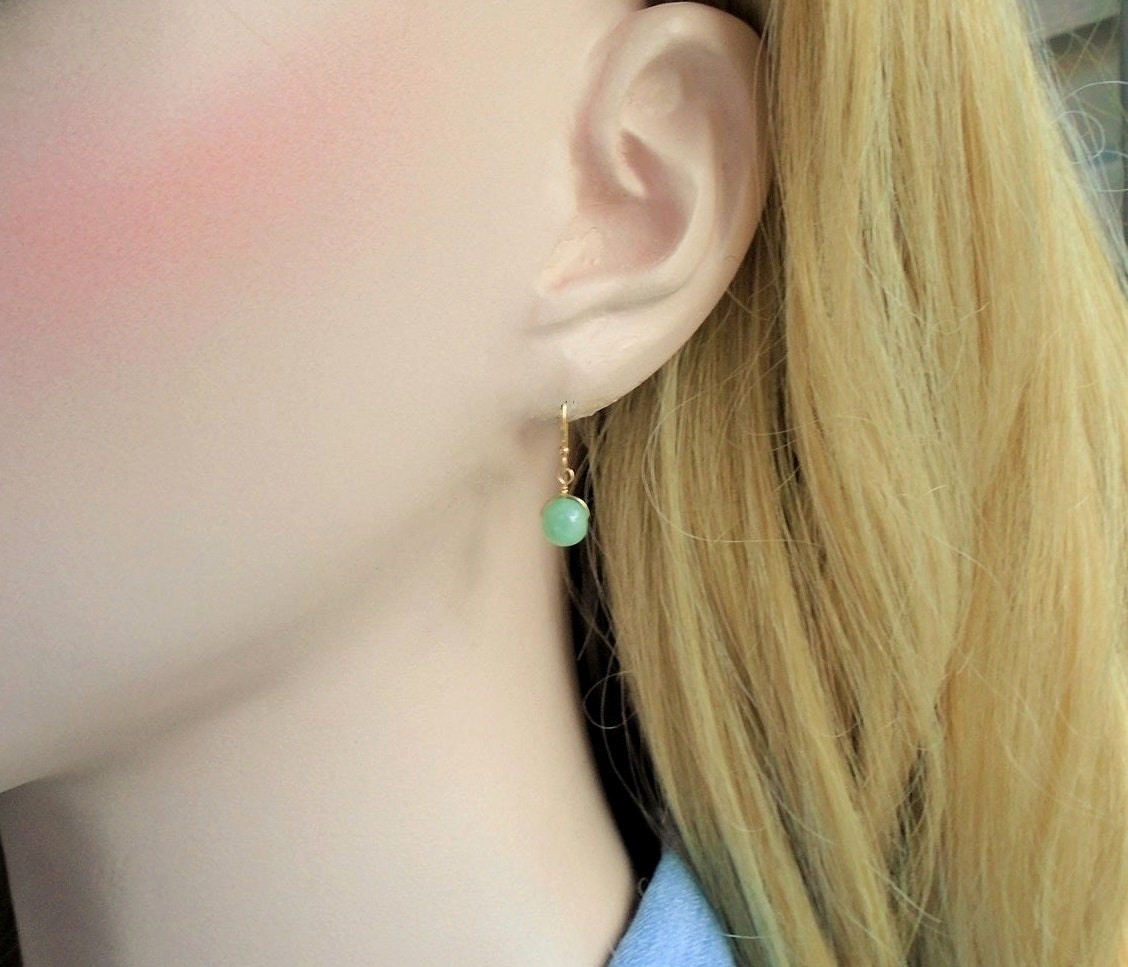 Real Grade A Burma Jadeite-Jade Fei Cui Earring 14K Gold | Etsy