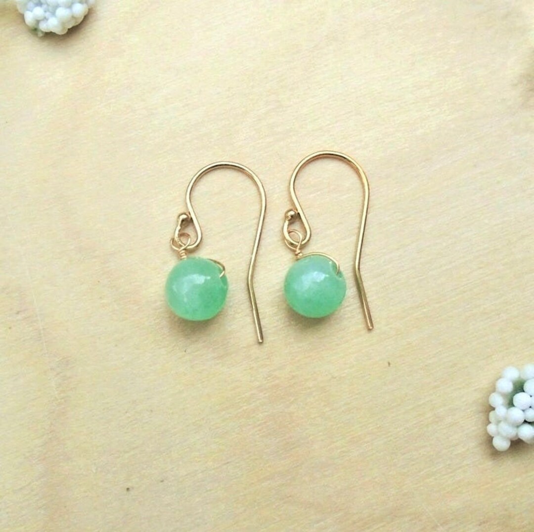 Real Grade A Burma Jadeite-jade Fei Cui Earring, 14K Gold Filled Real ...
