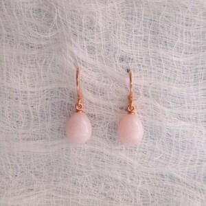 Pretty Natural Pink Peruvian Opal Hoop Earrings, Teardrop Pink Opal ...