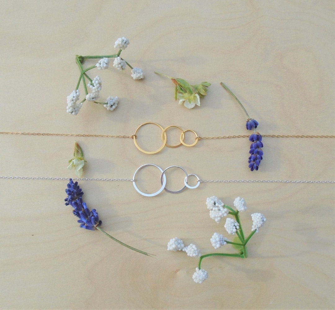 3 Interlocking Rings Necklace, 3 Circles Necklace, 3 Rings 18K Glod ...