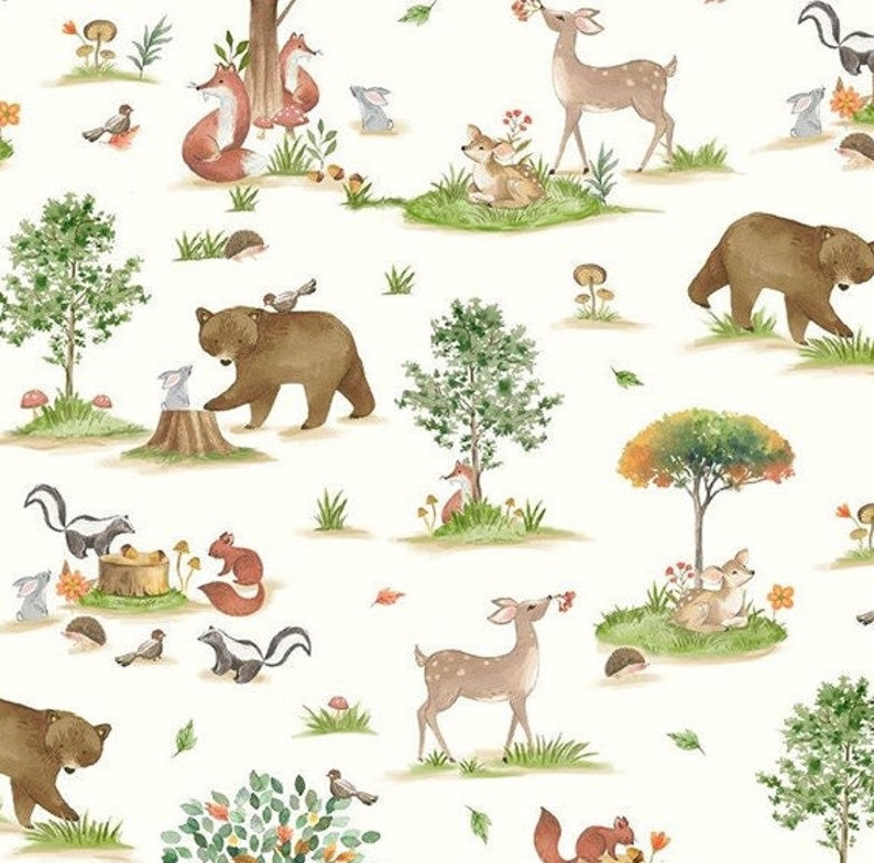 Rustic Woodland Fabric in Earthy Tones for Sewing Projects, Baby Boy ...