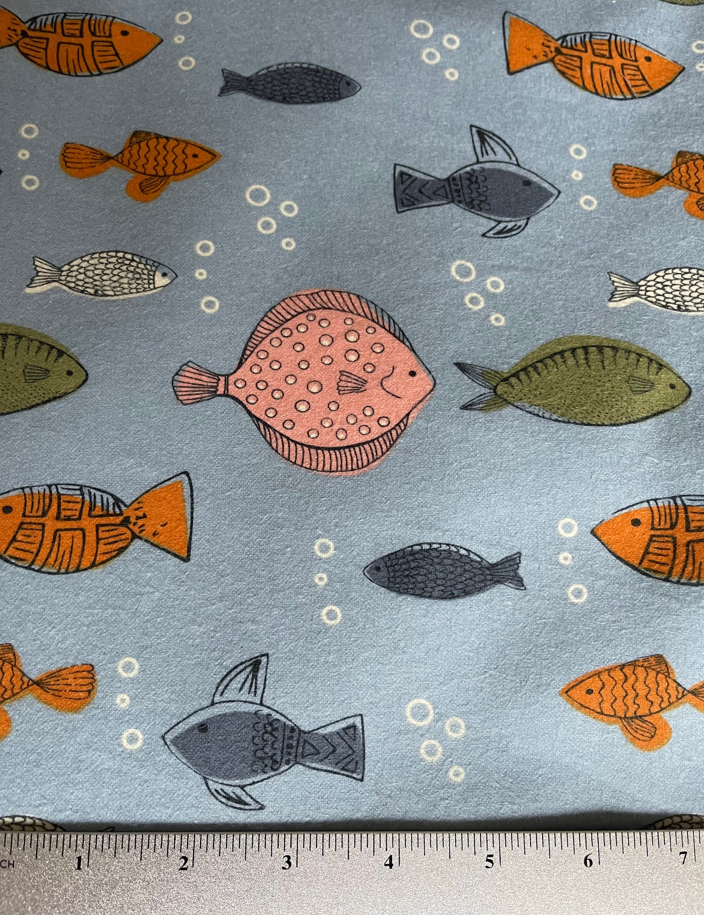 Salmon Fish Cotton Flannel Fabric, Novelty Fabric, Fish Fabric, Soft ...
