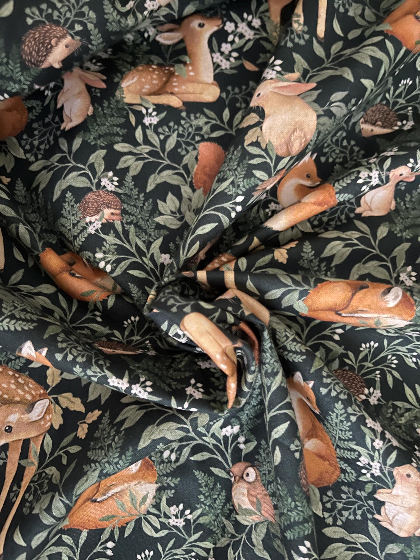 Woodland Animals Cotton Fabric, Forest Animal Print for Quilting ...