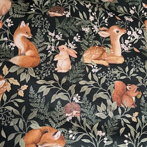 Woodland Animals Cotton Fabric, Forest Animal Print for Quilting ...