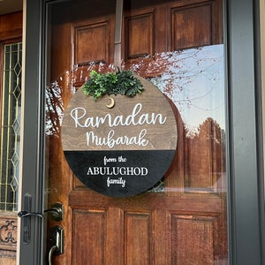 18" 3D (acrylic/wood) Ramadan Decor Sign | Door Hanger | Round Sign ...