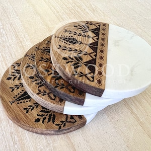 Tatreez Engraved Coasters Set of 4 Palestinian Home Decor - Etsy
