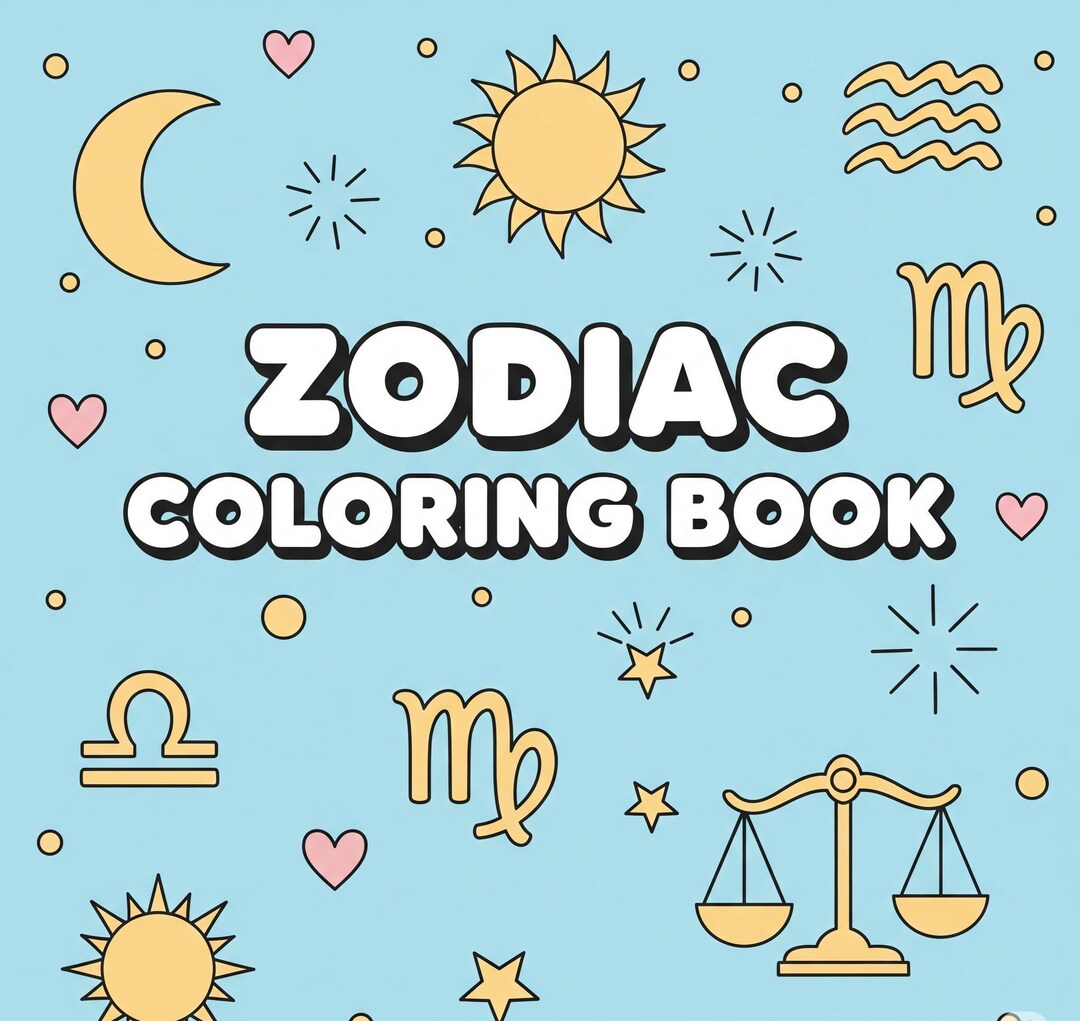 Printable Zodiac Coloring Book – 12 Page Astrology Sign PDF | Celestial ...