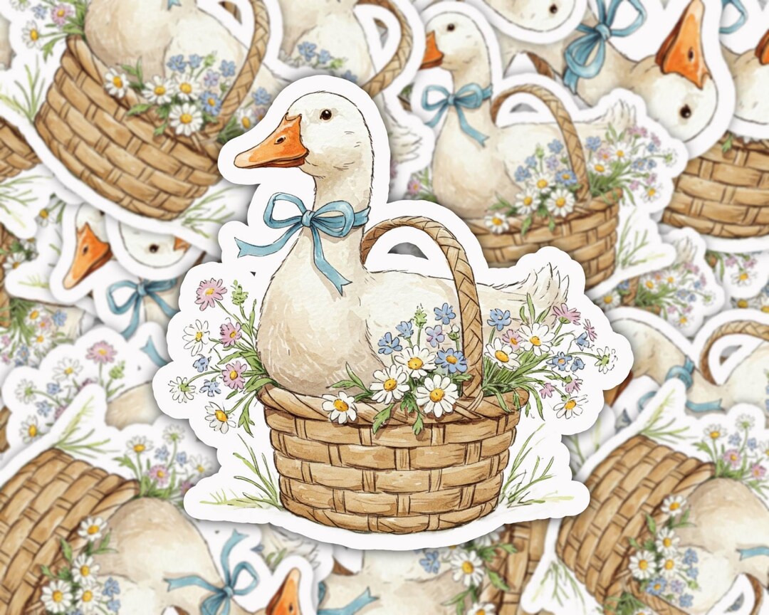 Goose Sticker, Cottagecore Goose Decal, Wildflower Farm Animal Sticker ...