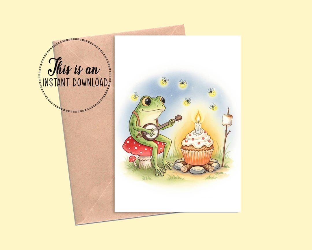 Printable Frog Birthday Card – Digital Download Birthday Card – Cute ...