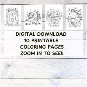Printable Y2K Fashion Coloring Book – Retro 2000s Style Pages, Digital ...