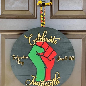 Juneteenth Celebrate Independence Day Door Sign Black History - Etsy