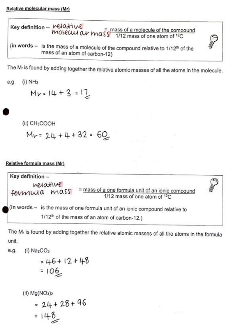 AQA A Level Chemistry: 1.2 Amount of Substance DETAILED NOTES - Etsy