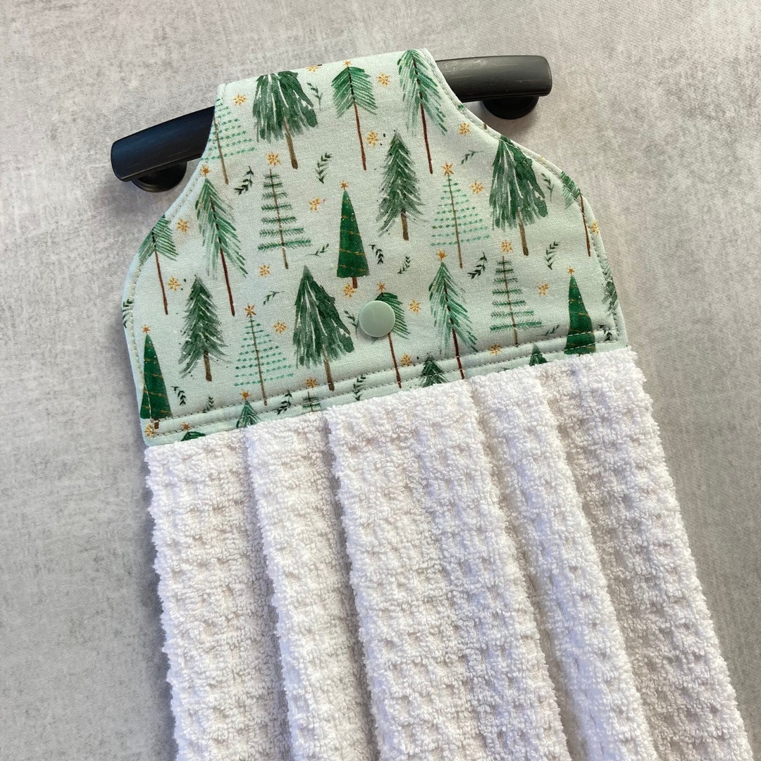Handmade Evergreen Trees Hanging Kitchen Towel With Holder, Bathroom ...