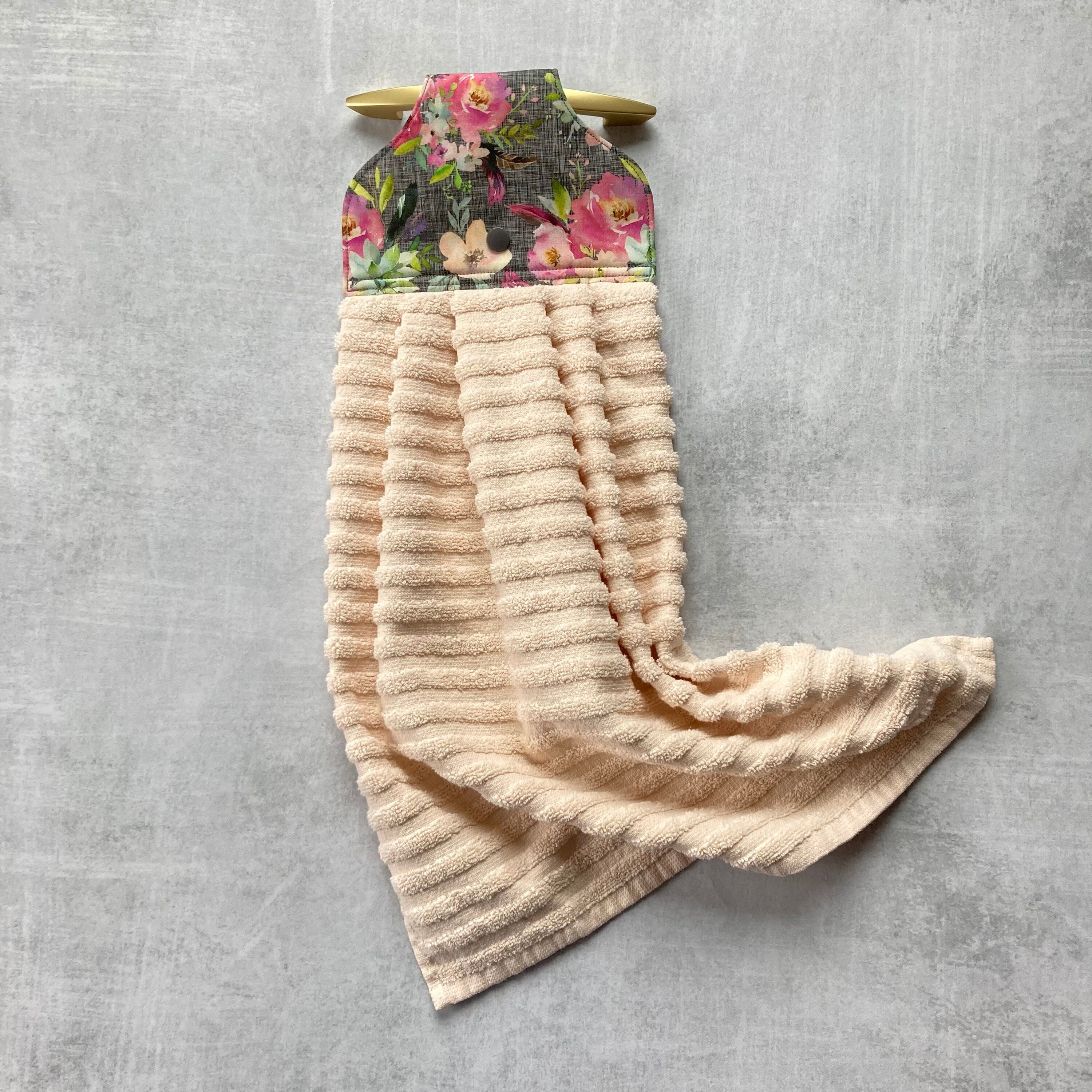 Pink and Peach Floral Hanging Kitchen Towel Rose Hand Towels | Etsy