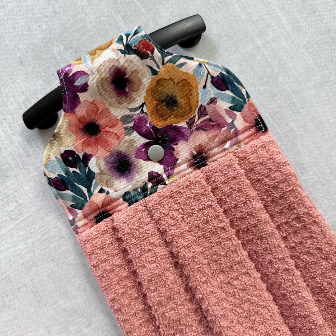 Modern Floral Hanging Kitchen Towel With Holder, Beautiful Flower ...
