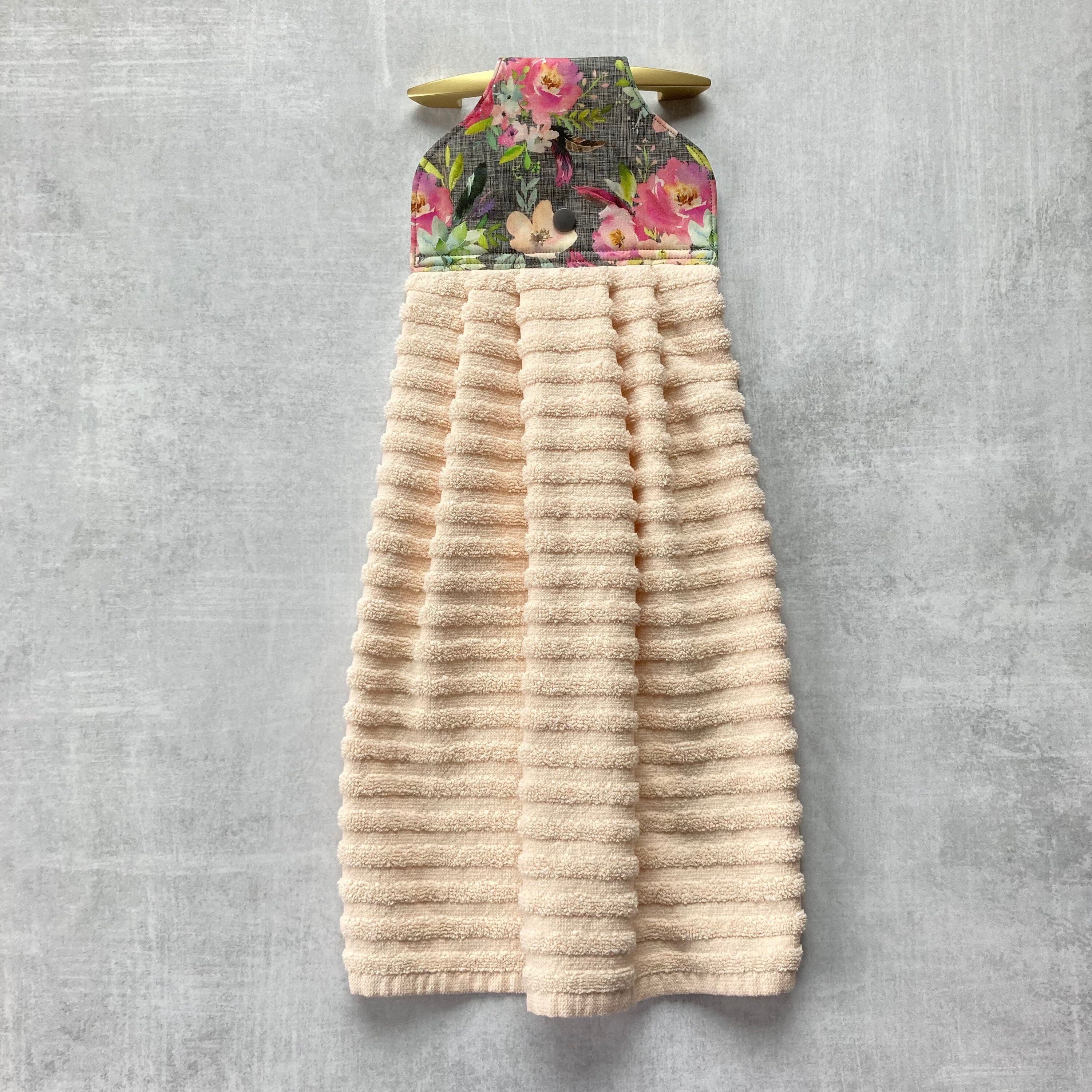 Pink and Peach Floral Hanging Kitchen Towel Rose Hand Towels | Etsy