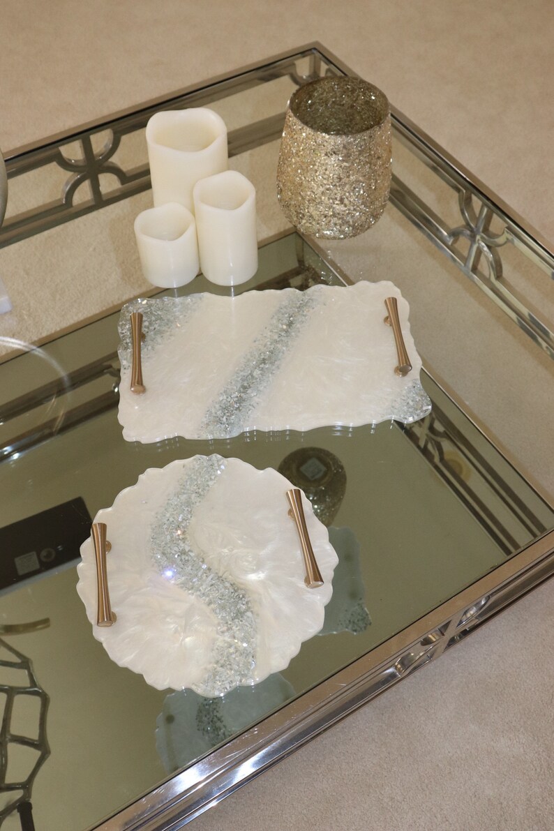 Super Sparkly Round Decorative Geode Tray Pick Your Color - Etsy