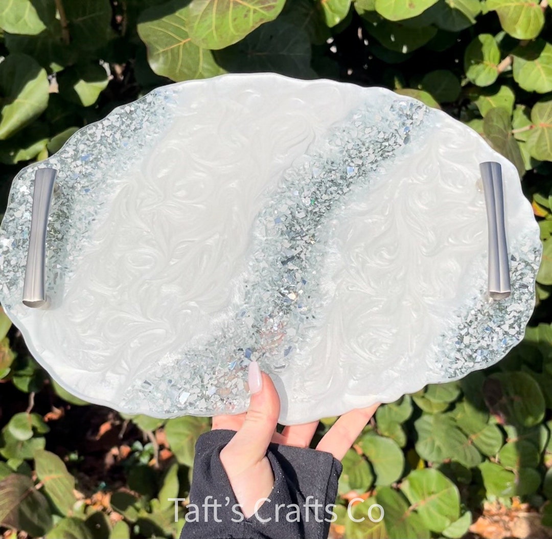 Super Sparkly Decorative Oval Shaped Tray With Swirls : Geode - Etsy